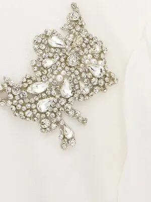 Erdem Embellished Crepe Peplum Midi Dress