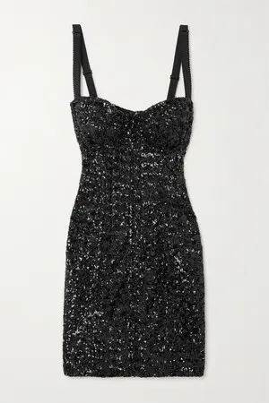 Dolce & Gabbana Sequined Stretch-tulle Mini Dress