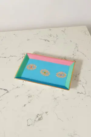SUZANNE KALAN Jonathan Adler Porcelain Jewelry Tray - Blue