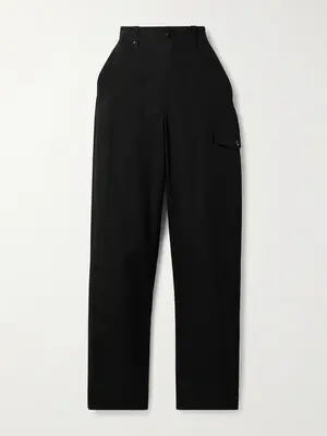Proenza Schouler White Label Octavia Cotton And Linen-blend Poplin Tapered Cargo Pants - Black