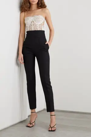 Alexander McQueen Satin-trimmed Cotton-blend Corded Lace Bustier Top
