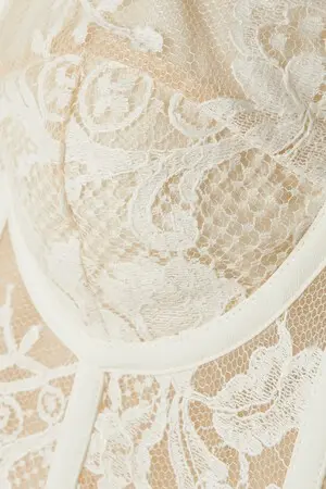 Alexander McQueen Satin-trimmed Cotton-blend Corded Lace Bustier Top