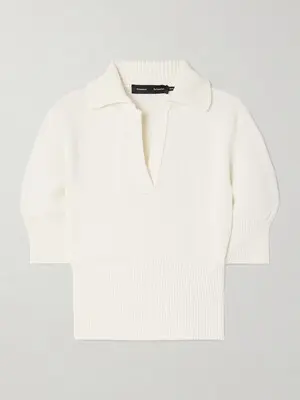Proenza Schouler Reeve Cropped Polo Top - White