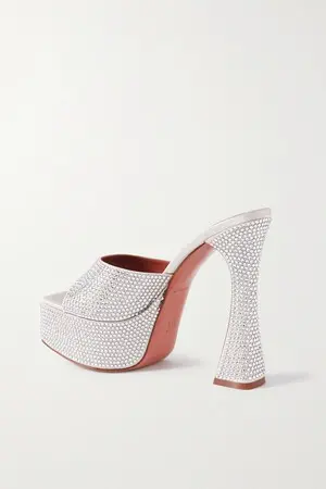 Amina Muaddi Dalida Crystal-embellished Satin Platform Sandals