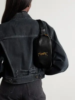Saint Laurent Cassandre Textured-leather Belt Bag - Black