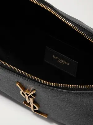 Saint Laurent Cassandre Textured-leather Belt Bag - Black