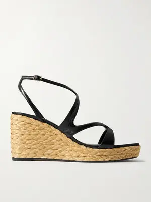 JIMMY CHOO Ayla 85 Leather Platform Espadrilles