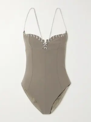 LUDOVIC DE SAINT SERNIN Whipstitched Swimsuit - Green