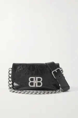Balenciaga Bb Small Crinkled-leather Shoulder Bag - Black