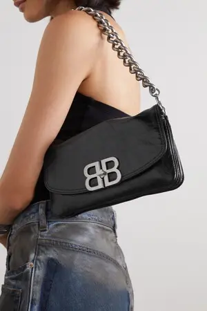 Balenciaga Bb Small Crinkled-leather Shoulder Bag - Black