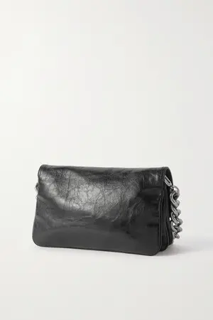 Balenciaga Bb Small Crinkled-leather Shoulder Bag - Black