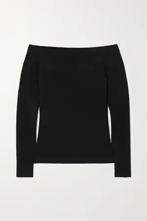 ESSE STUDIOS Net Sustain Off-the-shoulder Stretch-knit Top