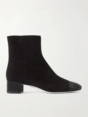 Rene Caovilla Embellished Suede Ankle Boots