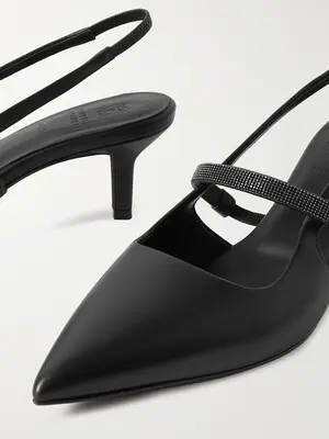 Brunello Cucinelli Bead-embellished Slingback Pumps