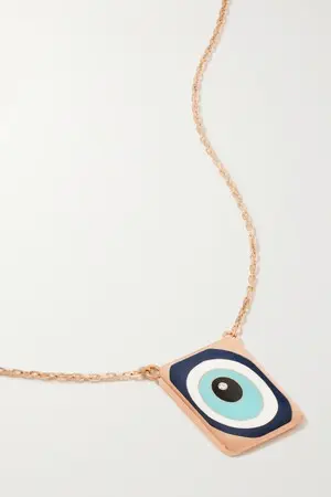 DIANE KORDAS 18-karat Rose Enamel And Diamond Necklace - Gold