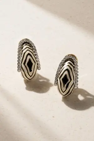 David Webb Vreeland Zebra 18-karat Gold, Platinum, Diamond And Enamel Clip Earrings - Multi