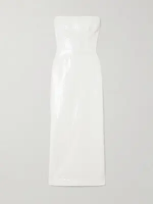 Alex Perry Strapless Sequined Crepe Midi Dress