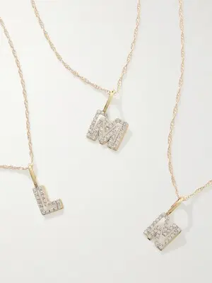 STONE AND STRAND Varsity Initial 10-karat Diamond Necklace - Gold
