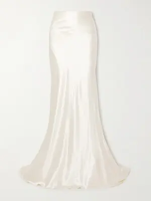 DANIELLE FRANKEL Dree Wool And Silk-blend Charmeuse Maxi Skirt