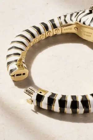 David Webb Zebra Diamond, Ruby And Enamel Bracelet