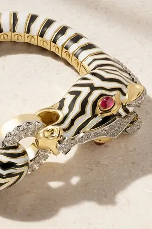 David Webb Zebra Diamond, Ruby And Enamel Bracelet