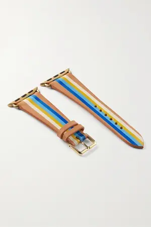 LACALIFORNIENNE Striped Leather Watch Strap - Blue