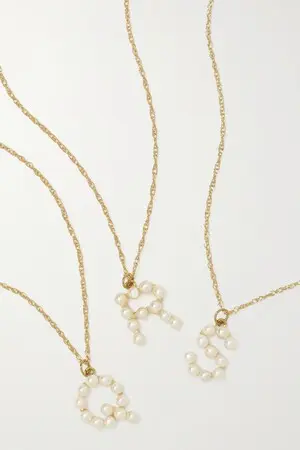 STONE AND STRAND Initial 10-karat Pearl Necklace - Gold