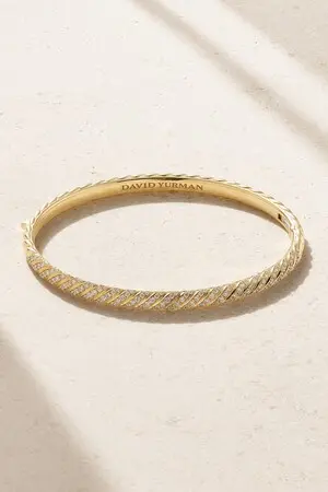 David Yurman Sculpted Cable Diamond Bangle - Gold