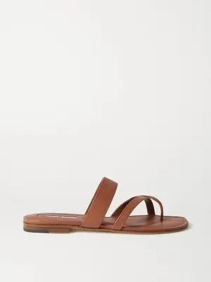 Manolo Blahnik Susa Leather Sandals - Brown
