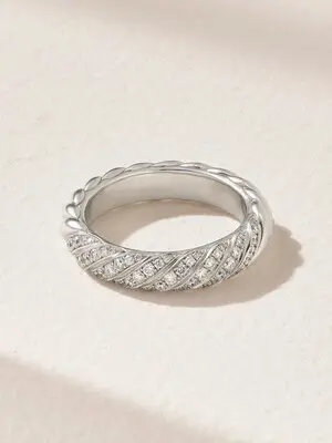 David Yurman Sculpted Cable 18-karat White Diamond Ring - Gold