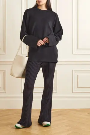 THE ROW Bija Ribbed Cashmere Flared Pants