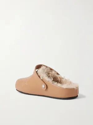 Stella McCartney Elyse Embroidered Vegetarian Leather Mules