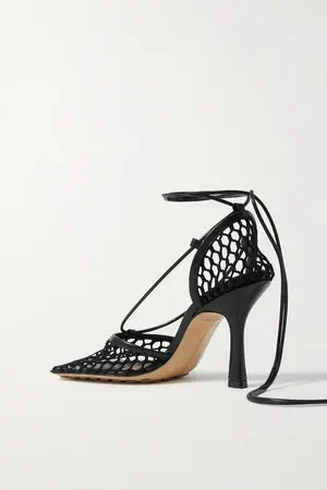 Bottega Veneta Lace-up Mesh And Leather Pumps