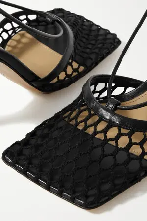 Bottega Veneta Lace-up Mesh And Leather Pumps