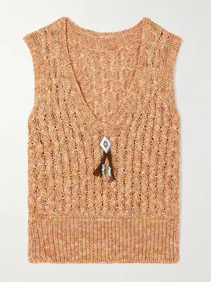 FORTELA Cable-knit Cotton Vest - Orange