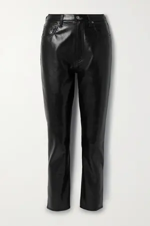 AGOLDE Riley Long Recycled Leather-blend Straight-leg Pants