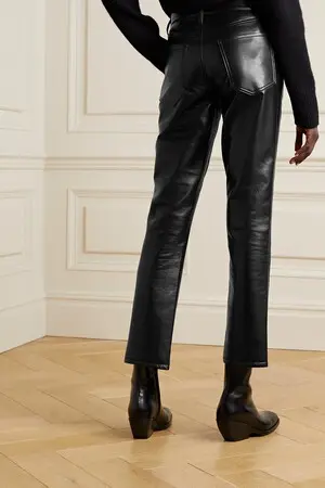 AGOLDE Riley Long Recycled Leather-blend Straight-leg Pants