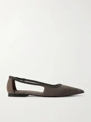 Brunello Cucinelli Bead-embellished Suede Flats