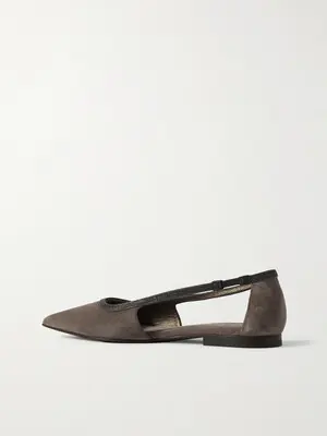 Brunello Cucinelli Bead-embellished Suede Flats