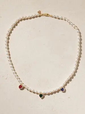 Alison Lou So Much Love 14-karat Multi-stone Necklace - Gold