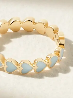 Alison Lou Heart Stack 14-karat Gold And Enamel Ring