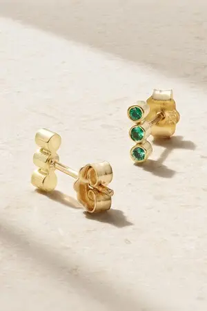 JENNIFER MEYER 18-karat Emerald Stud Earrings