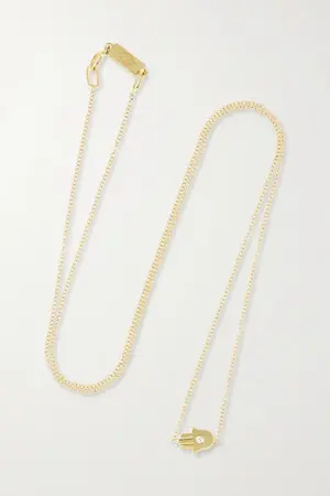 JENNIFER MEYER Mini Hamsa 18-karat Diamond Necklace - Gold