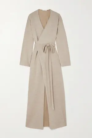 THE ROW Aras Stretch Wool, Silk And Cashmere-blend Maxi Wrap Dress