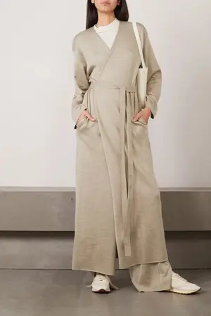 THE ROW Aras Stretch Wool, Silk And Cashmere-blend Maxi Wrap Dress