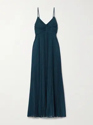 Diane Von Furstenberg Ima Plissé Recycled-crepe Maxi Dress - Blue
