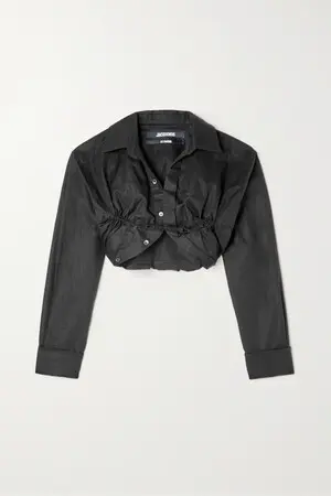 Jacquemus Machou Cropped Cotton And Linen-blend Shirt