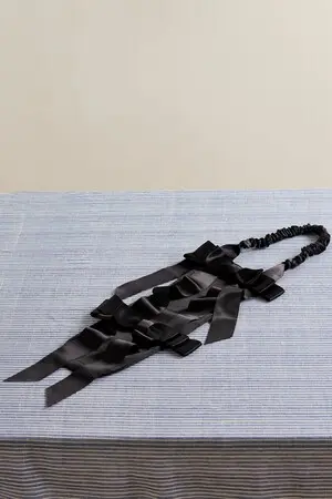 GOHAR WORLD Bow-embellished Baguette Pouch - Black
