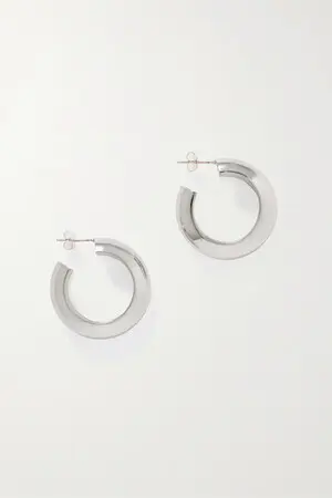LAURA LOMBARDI Net Sustain Cusp Platinum-plated Recycled Hoop Earrings - Silver