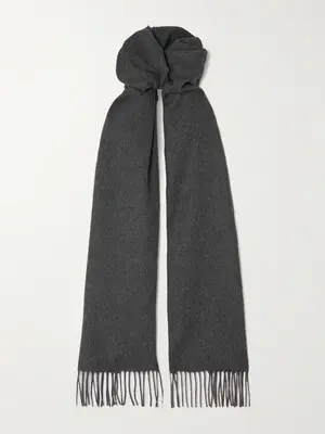 Johnstons Of Elgin Fringed Cashmere Scarf - Gray